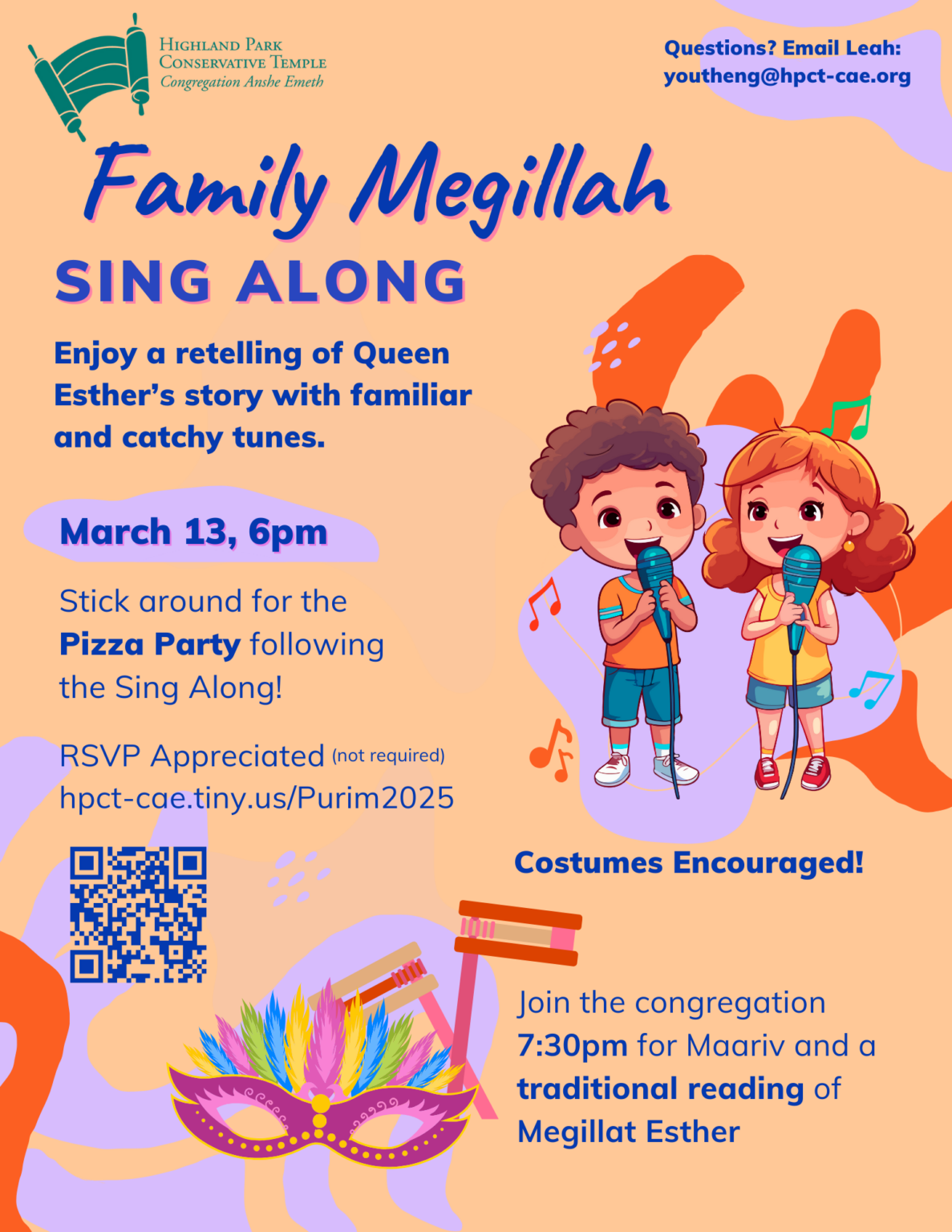 Family Megillah Sing-Along and Pizza Party | Highland Park Conservative ...